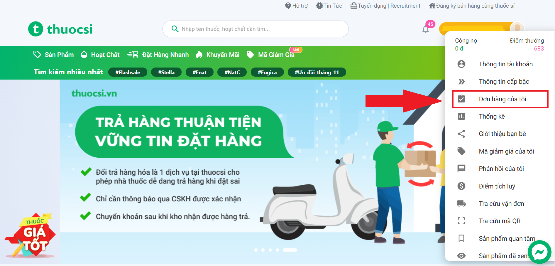 Những sản phẩm KHÔNG GIAO ĐƯỢC, Thuocsi thông báo bằng cách nào? - Hỗ ...