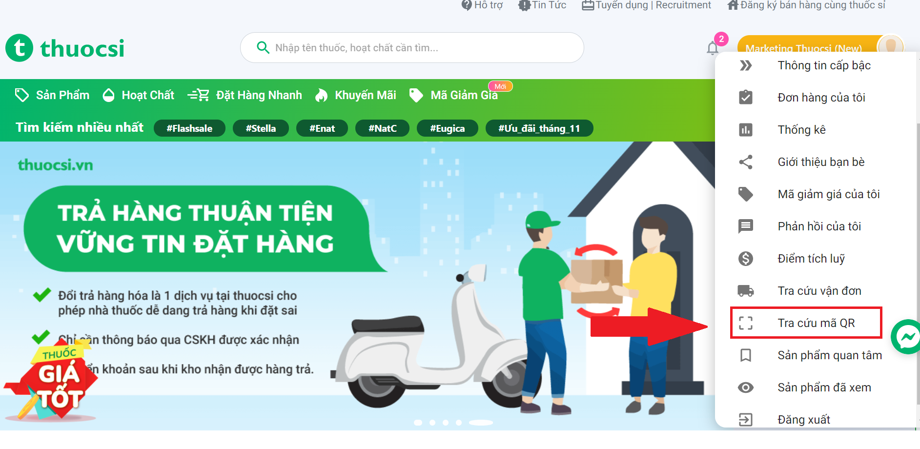 Quét mã QR – Tra cứu nhanh thông tin sản phẩm - Hỗ trợ thuocsi.vn